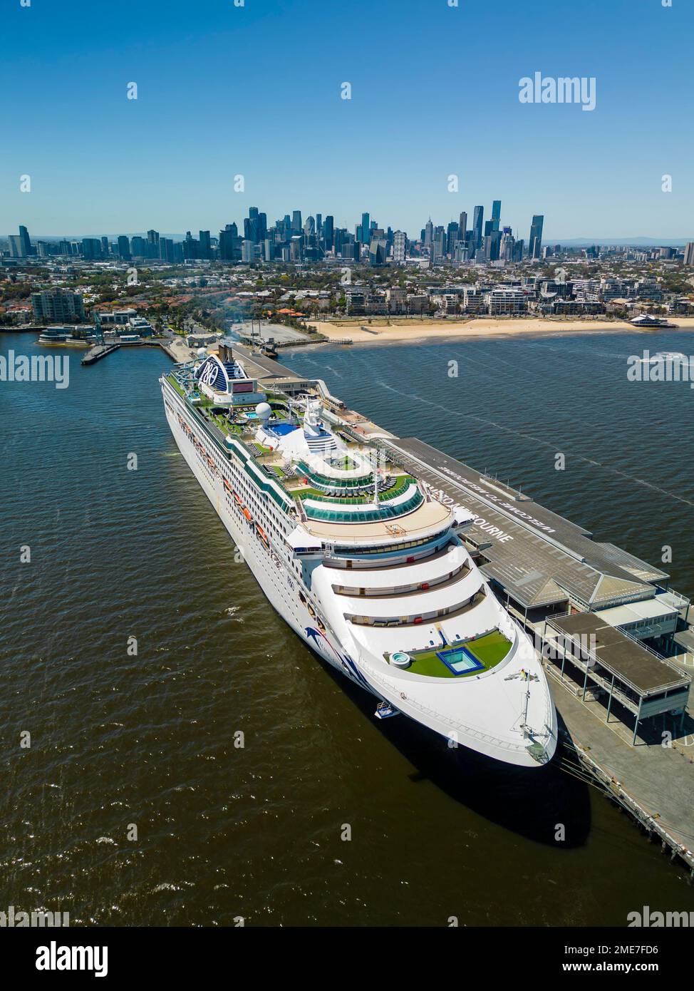 Melbourne, Australia - Dec 19, 2022: Aerial vertical shot of cruise ...