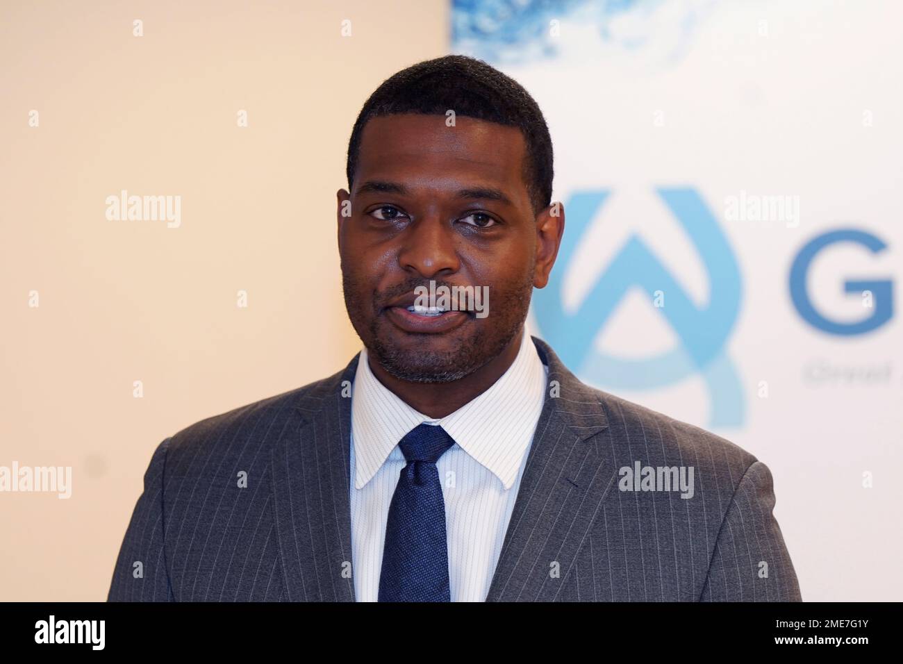 EPA Administrator Michael Regan addresses the media during a visit to ...