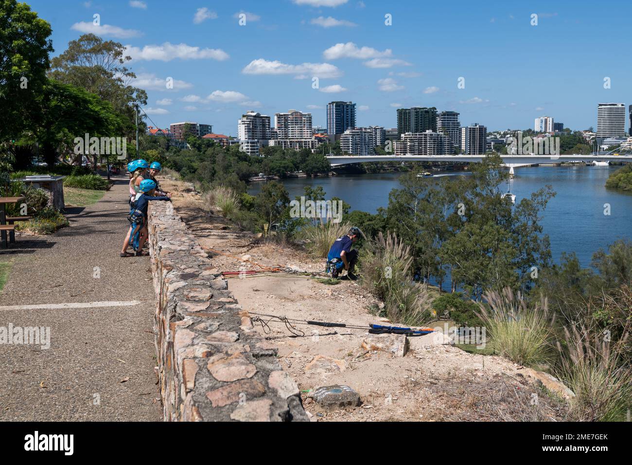 Brisbane, Australia – January 19 2023: Group of children with climbing ...