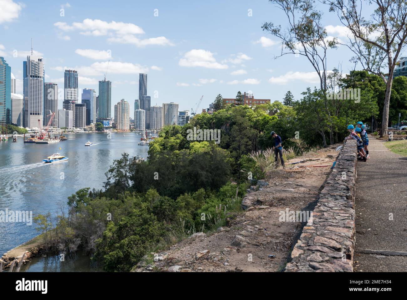 Brisbane, Australia – January 19 2023: Group of children with climbing ...