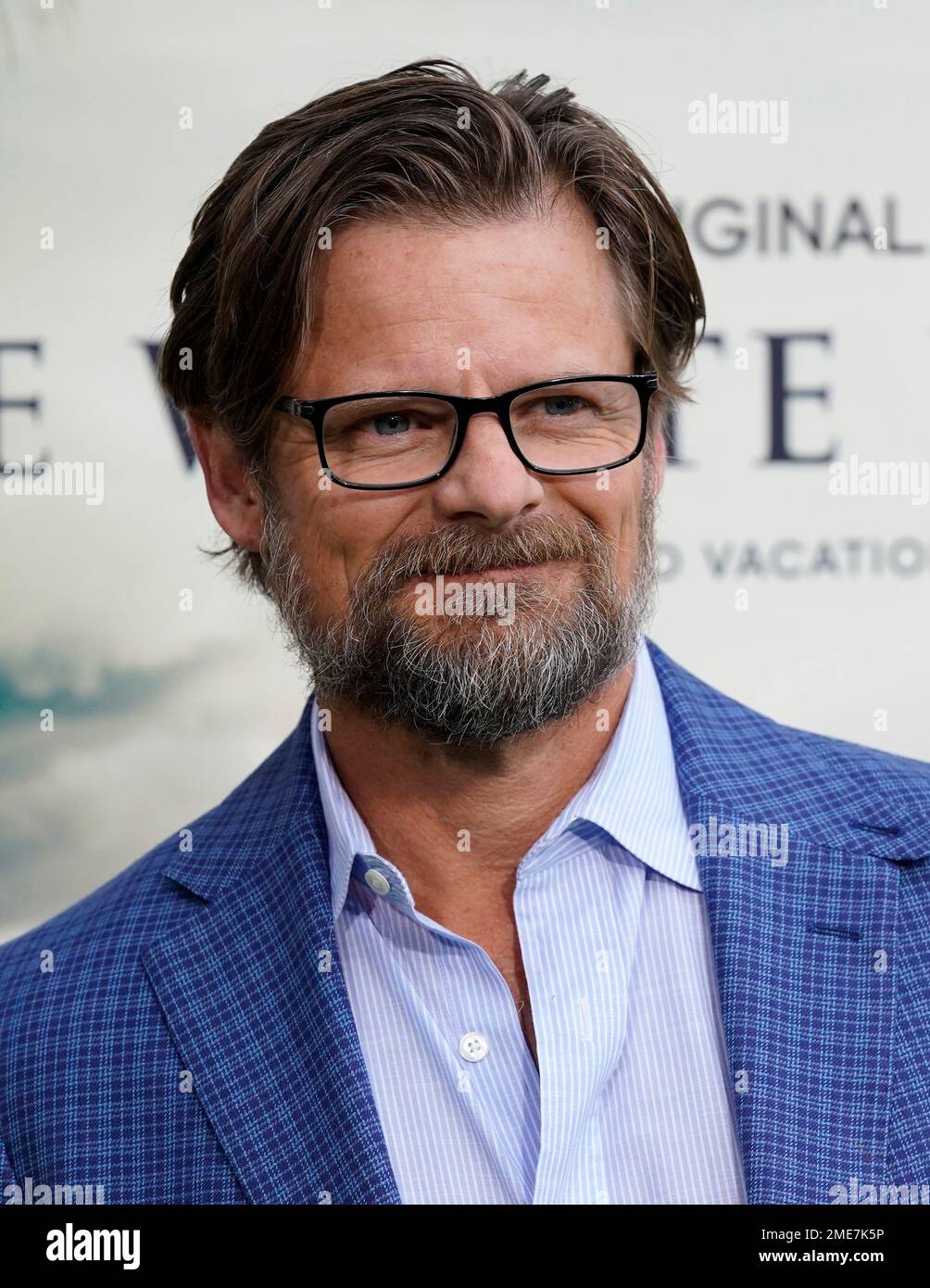 Steve Zahn, a cast member in "The White Lotus," poses at the premiere ...