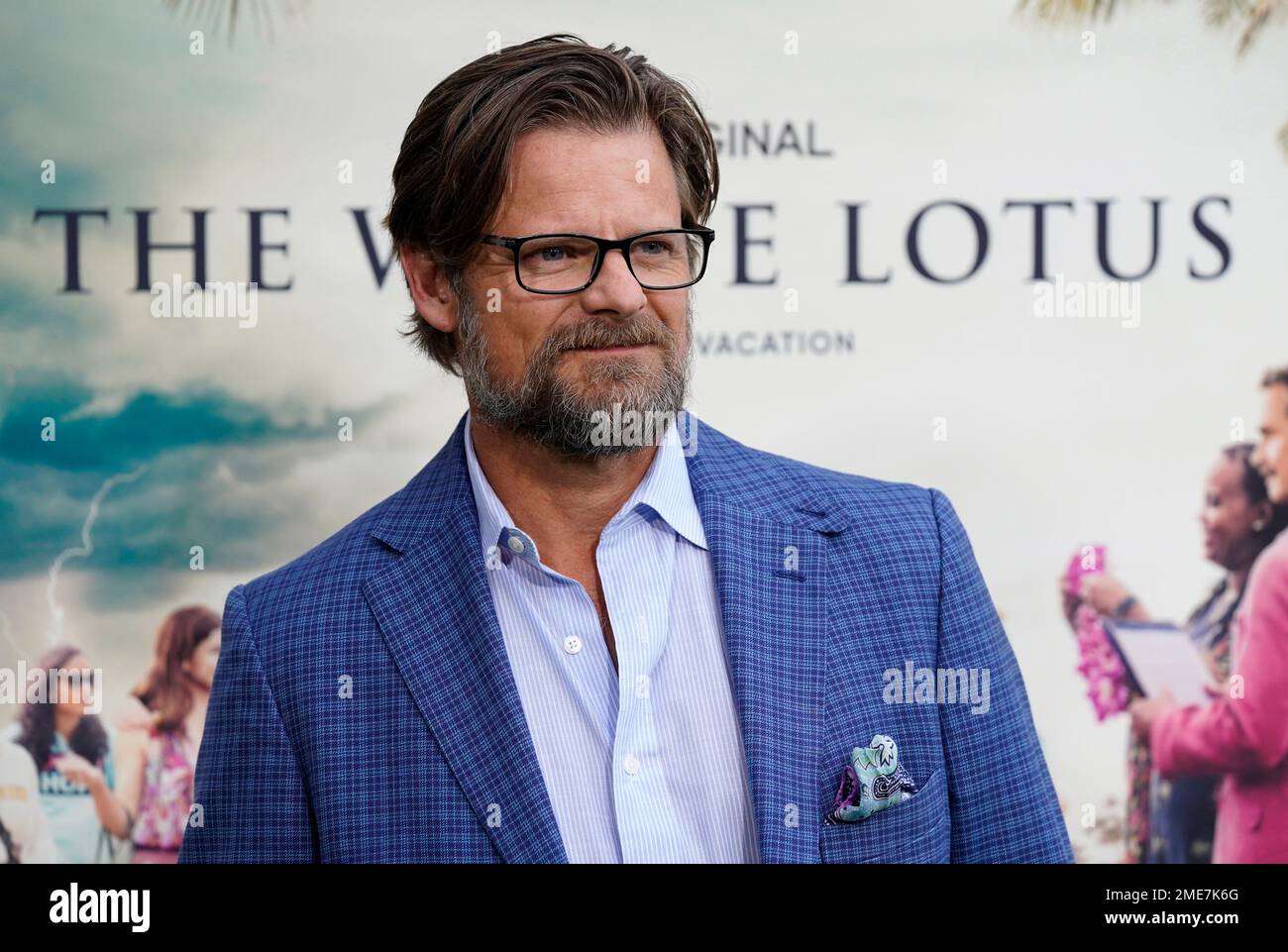 Steve Zahn, a cast member in "The White Lotus," poses at the premiere ...