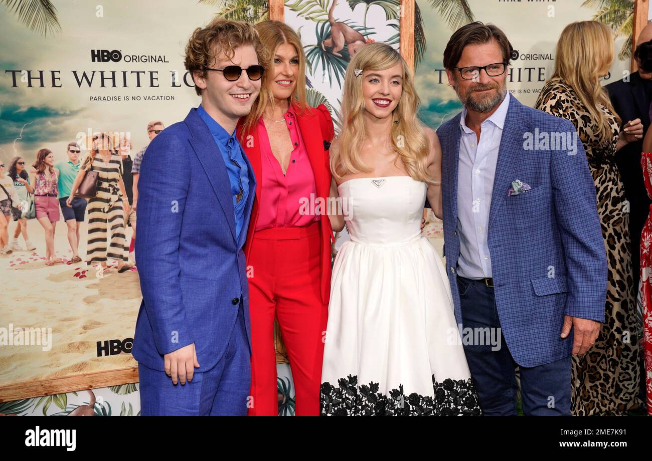 From left, "The White Lotus" cast members Fred Hechinger, Connie ...