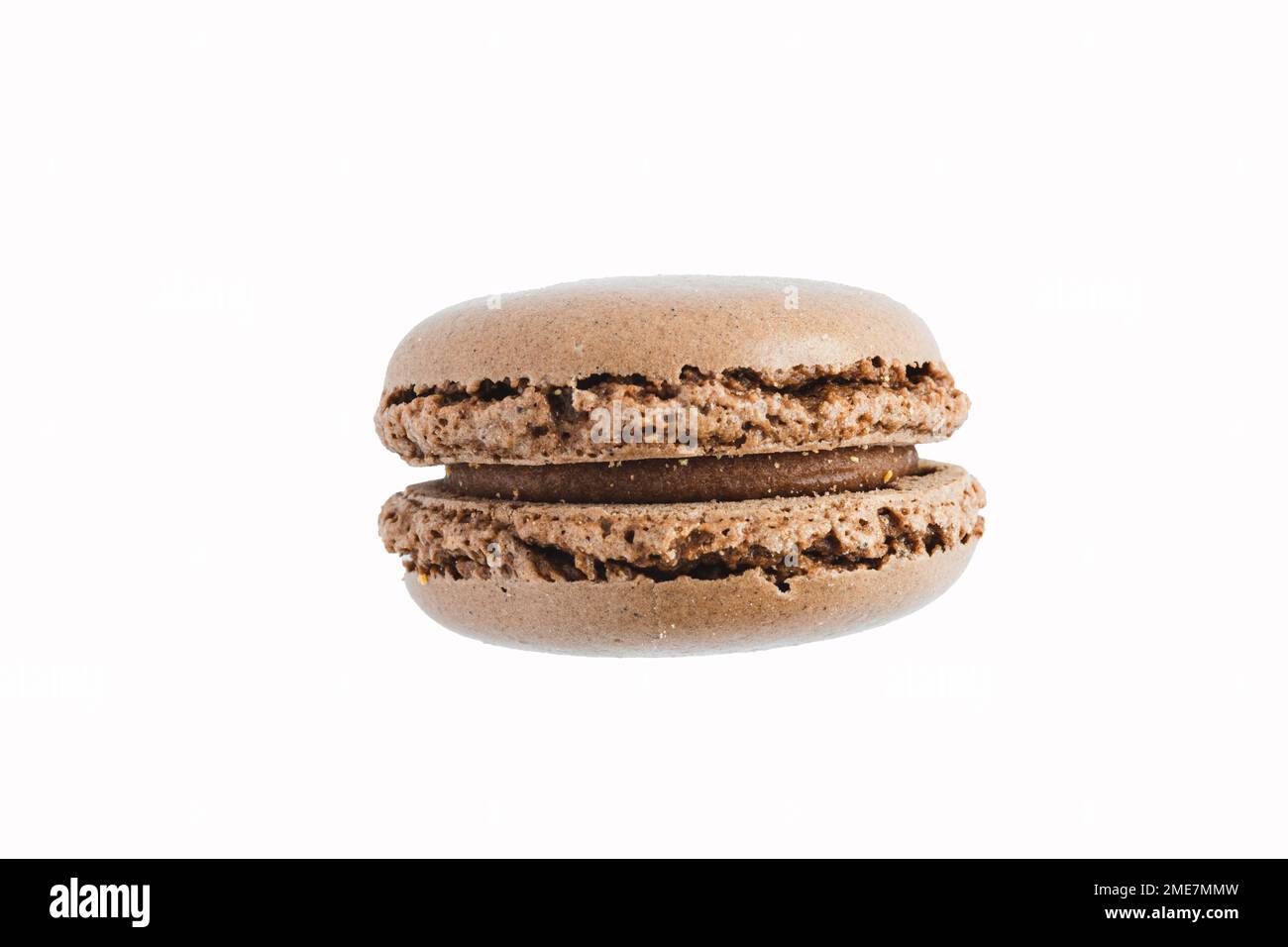 Milk Chocolate Macaron Cookie Isolated on White Background Stock Photo ...