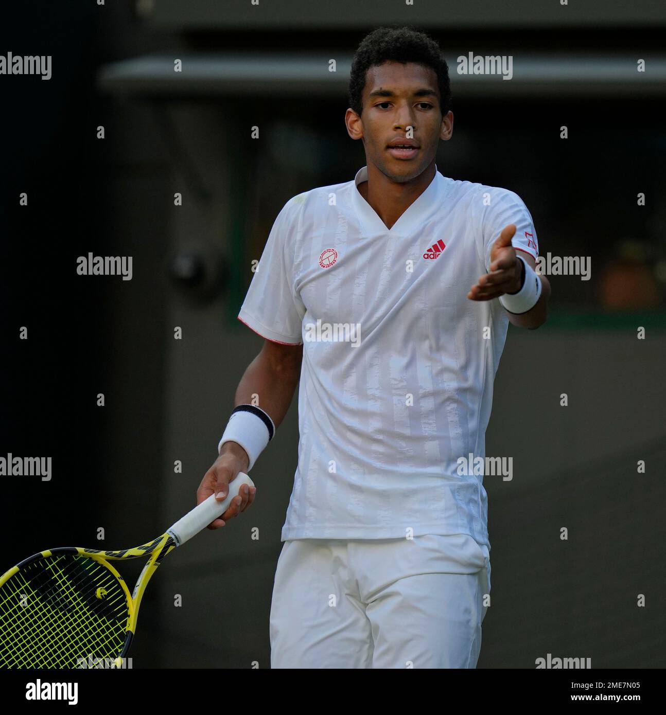 Canada's Felix Auger-Aliassime during the men's singles quarterfinals match against Italy's ...