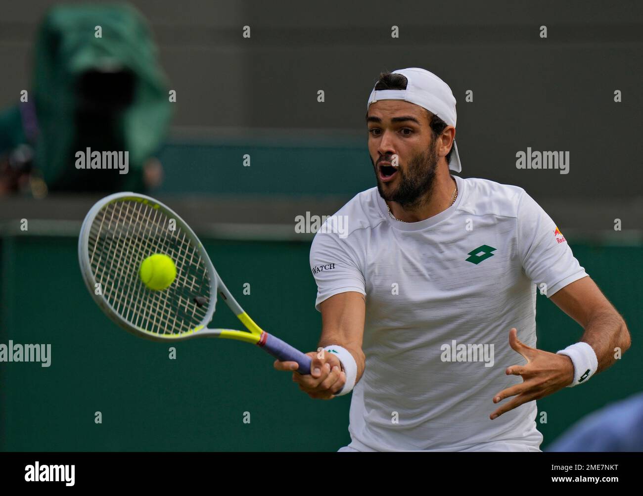 Italy's Matteo Berrettini plays a return to Canada's Felix Auger-Aliassime during the men's ...
