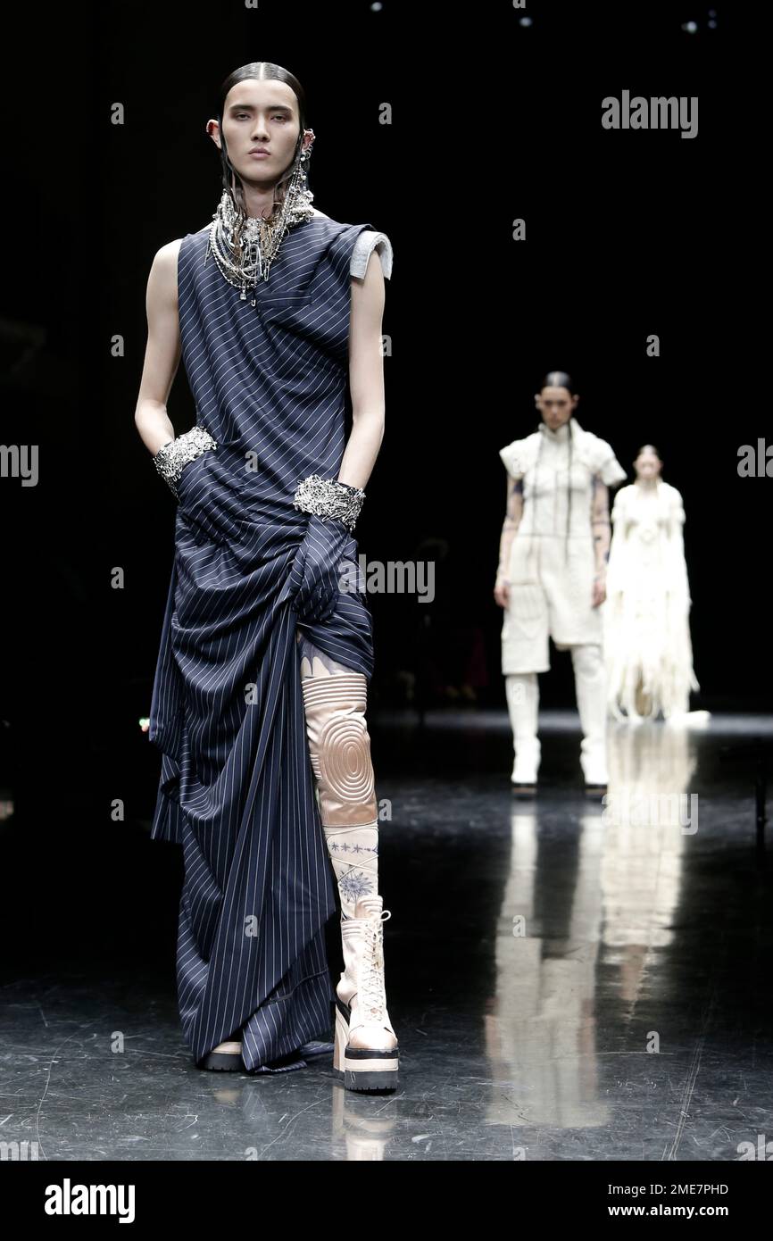 A model wears a creation for Jean Paul Gaultier's Haute Couture Fall ...