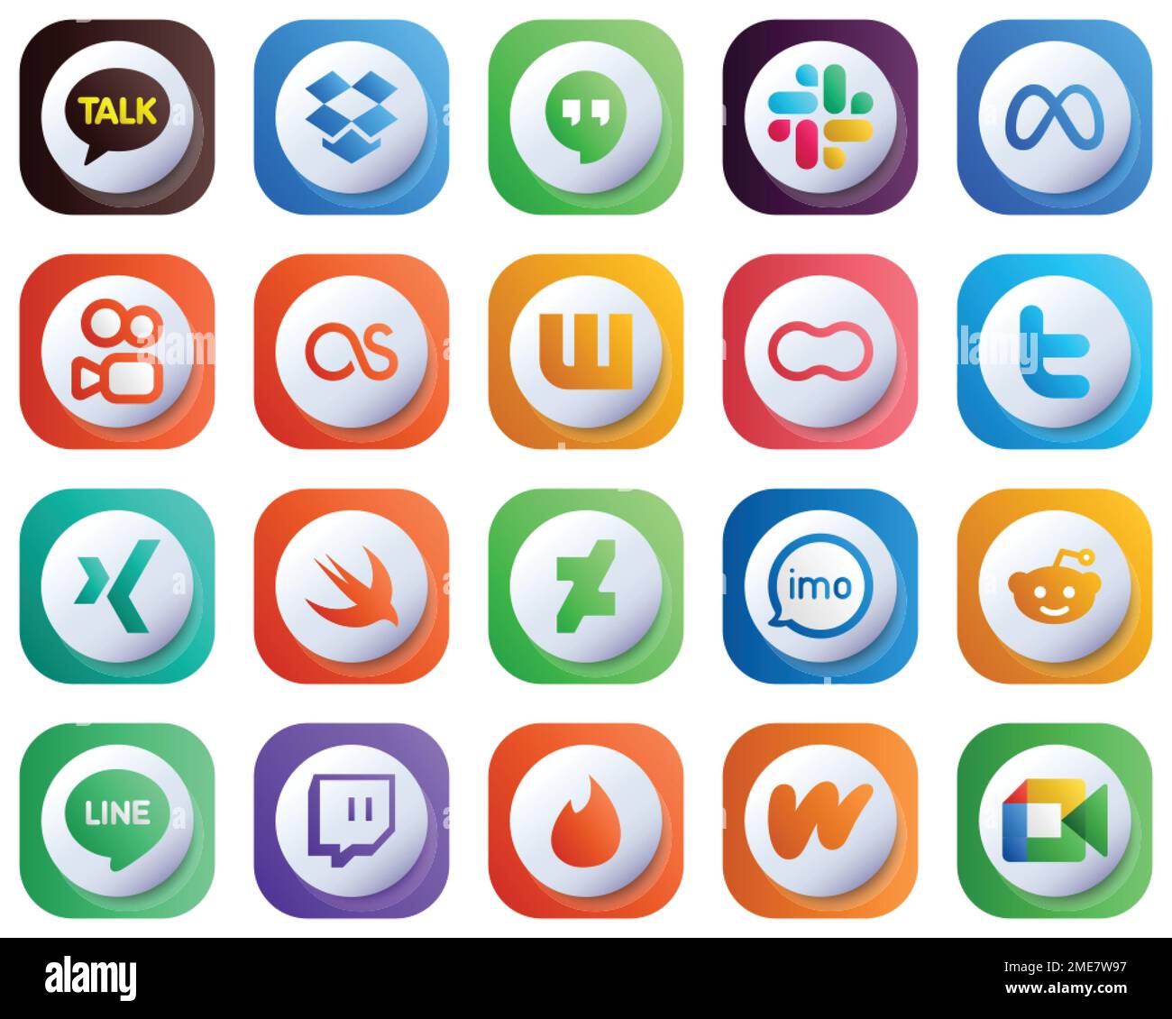 20 Cute 3d Gradient Icons Of Major Social Media Platforms Such As Imo Swift Wattpad Xing And