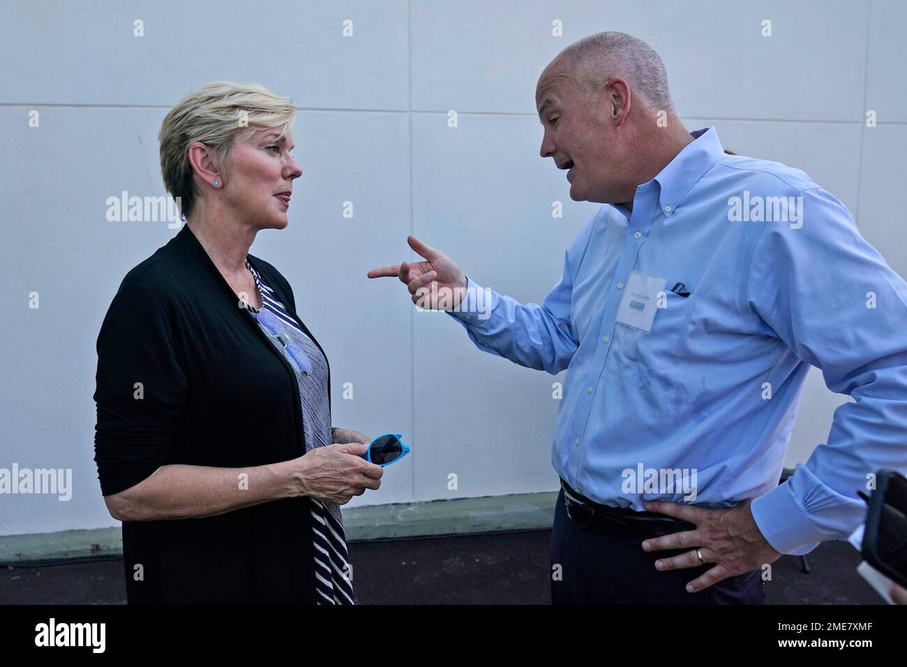 Secretary of Energy Jennifer Granholm talks with Con Ed CEO Tim Cawley ...