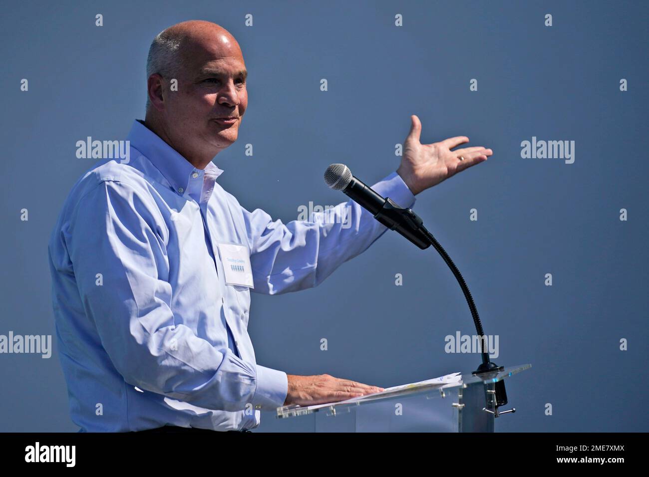 Timothy Cawley, president of Con Edison, speaks during an opening ...