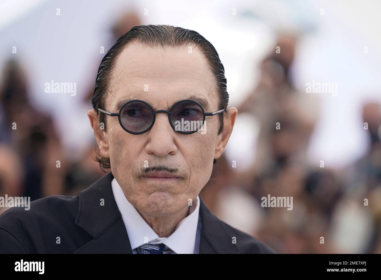 Ron Mael poses for photographers at the photo call for the film Annette ...