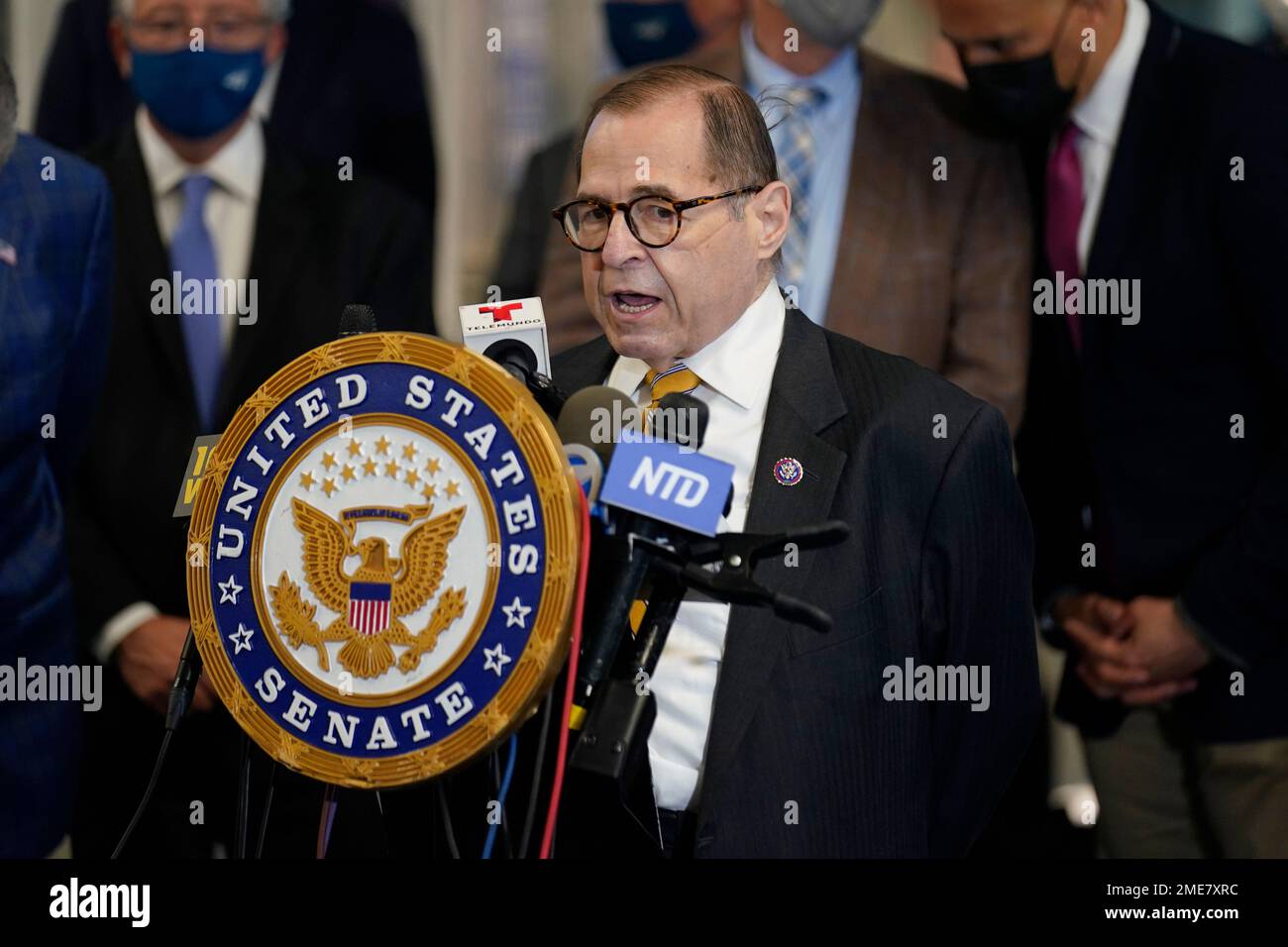 U.S. Rep. Jerry Nadler speaks during a news conference in New York ...