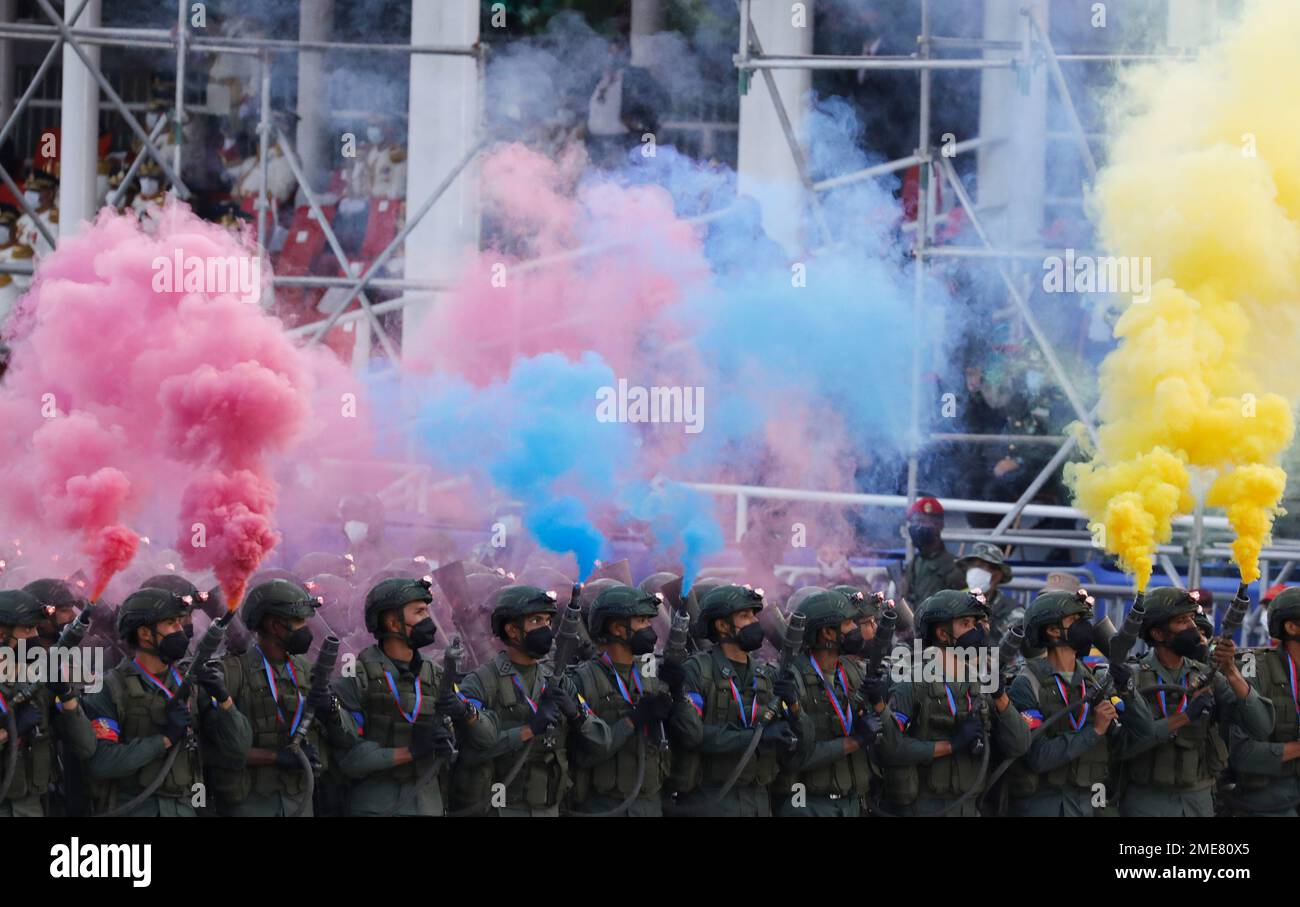 Soldiers march during a military parade marking Independence Day in ...