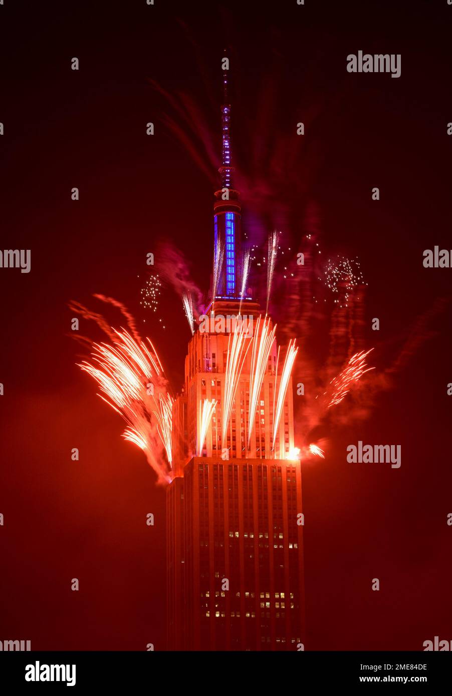 View of the Macy's 4th of July fireworks display launched from the ...