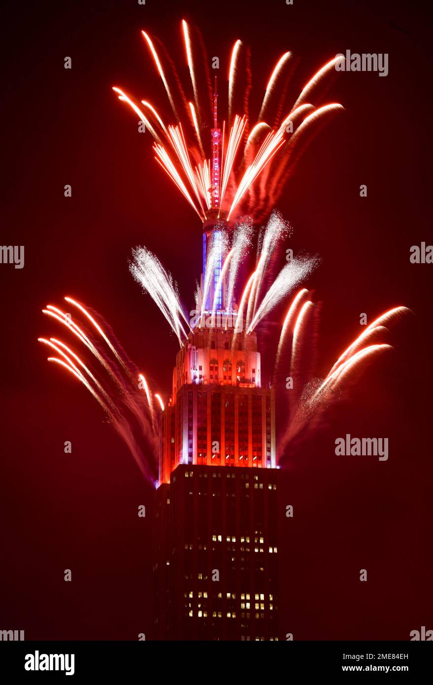 View of the Macy's 4th of July fireworks display launched from the ...