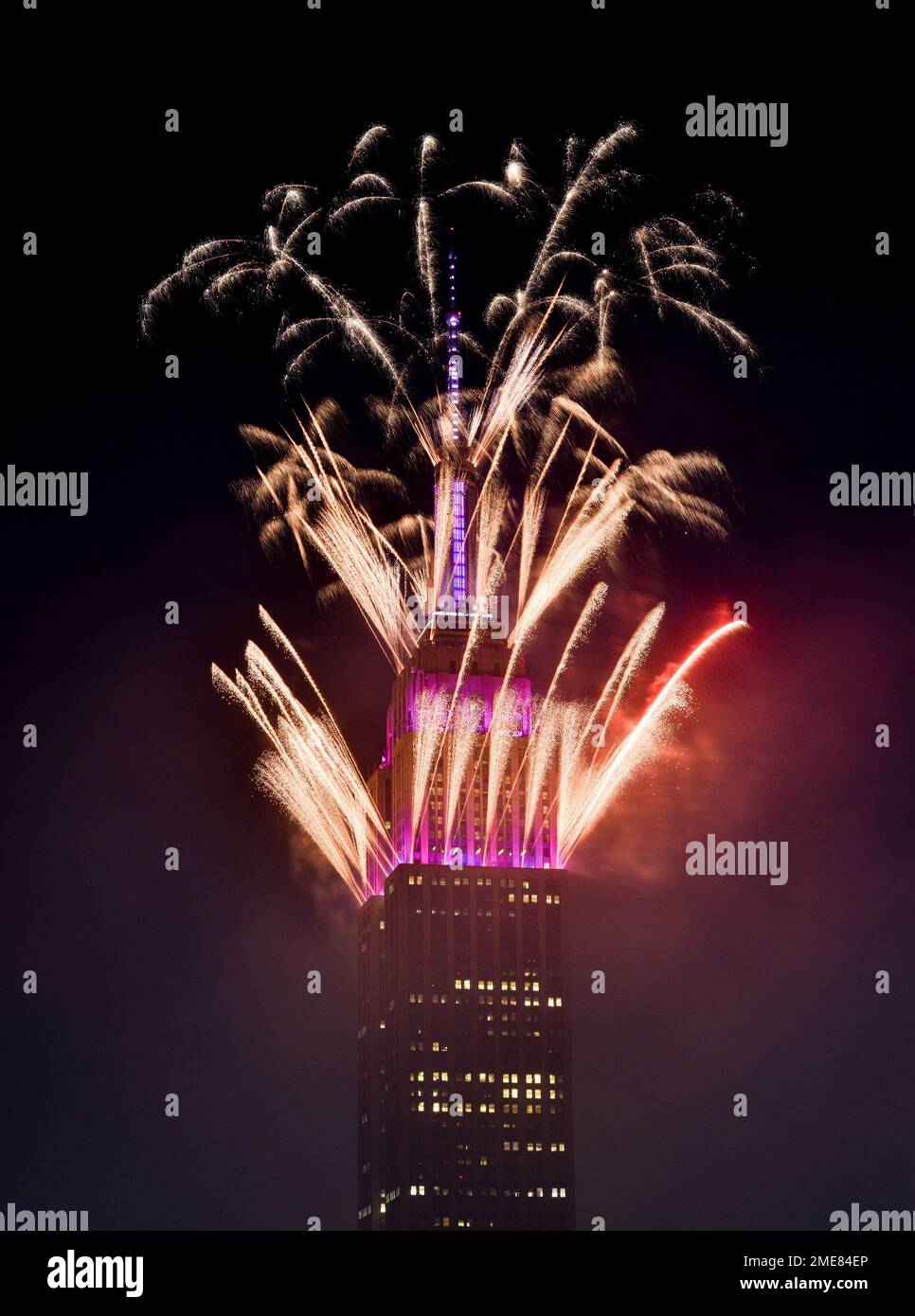 View of the Macy's 4th of July fireworks display launched from the ...