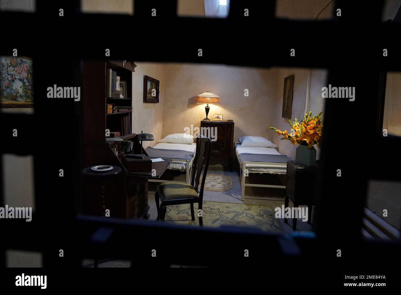 A recreation of Al Capone's cell at Eastern State Penitentiary is seen ...