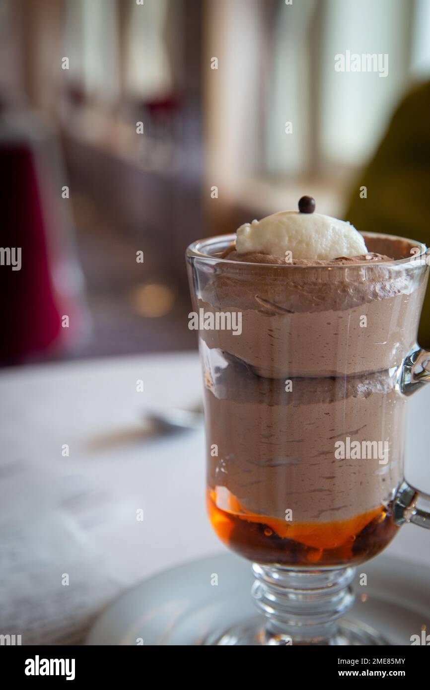Three Layered Mousse Dessert Stock Photo - Alamy