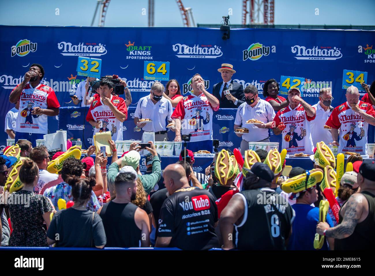 The world's best men's eating athletes, including Joey Chestnut, center ...