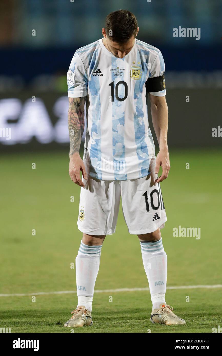 Argentina's Lionel Messi looks down prior to a Copa America ...