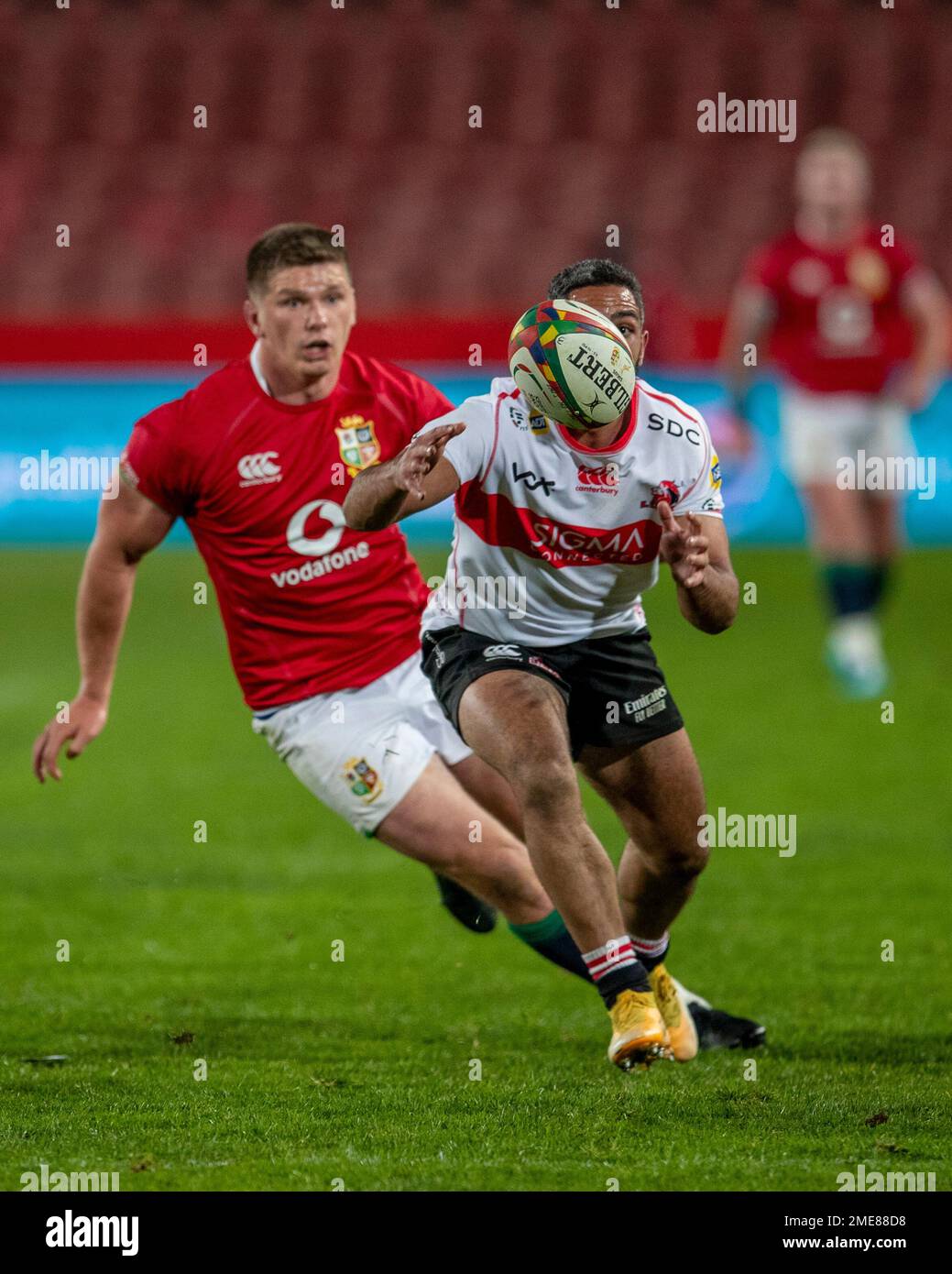 South African Lions' Manuel Rass, catches the ball as British and Irish ...