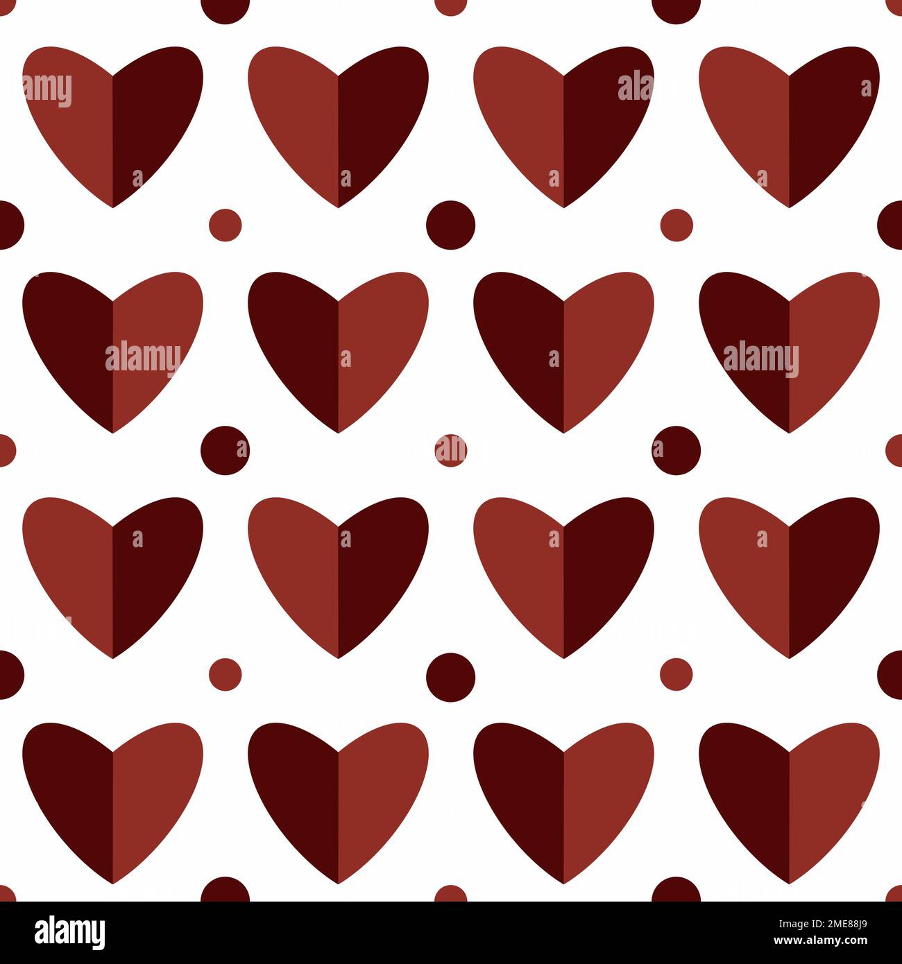 Symmetry hearts and dots seamless pattern on white background. Cool ...