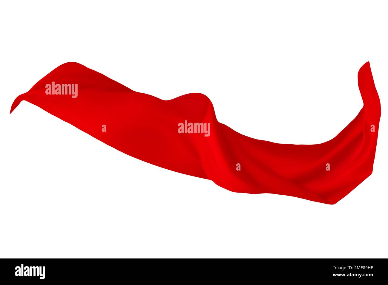 Flying piece of coloured cloth on white background, Red silk flying on ...