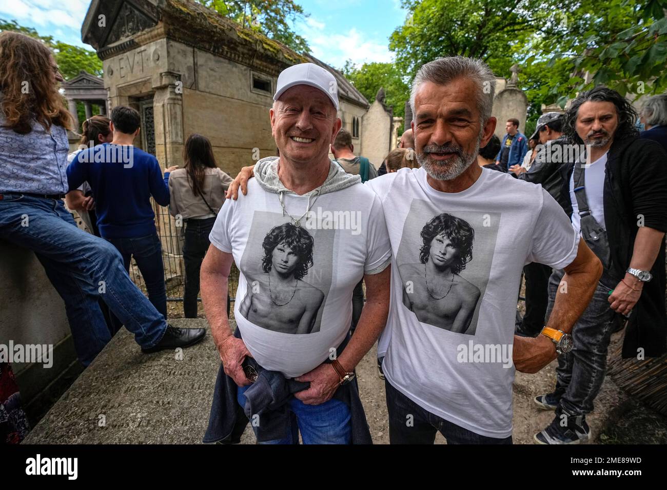 Fred Verheijden, left, and Hans van Schie of the Netherland wear shirts with the picture of late ...