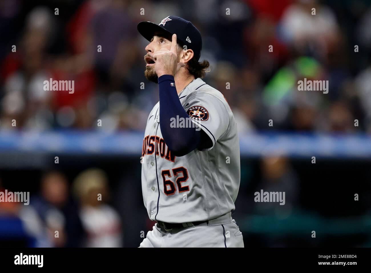 Houston Astros starting pitcher Blake Taylor celebrates after striking ...