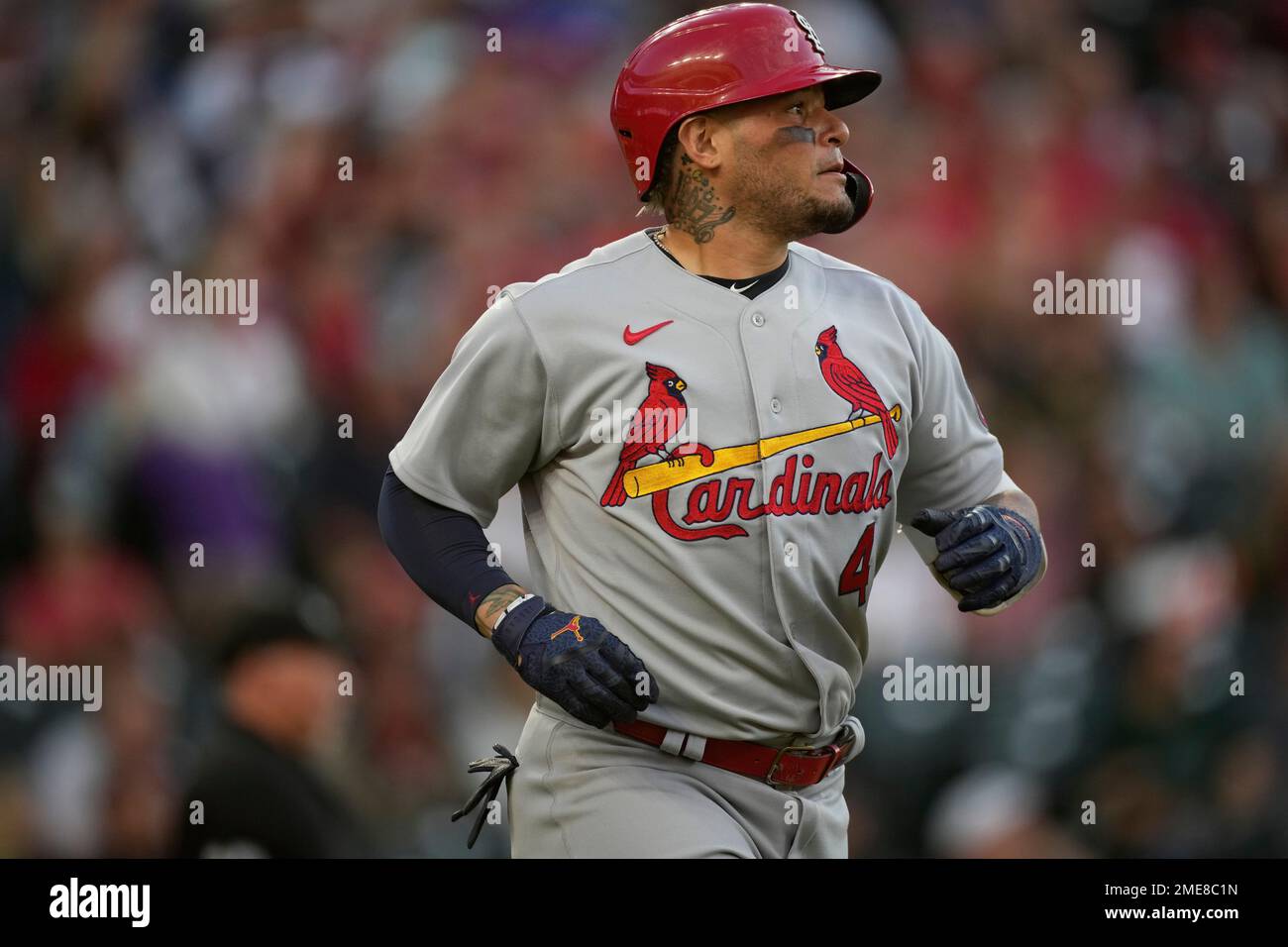 St. Louis Cardinals catcher Yadier Molina (4) in the second inning of a ...