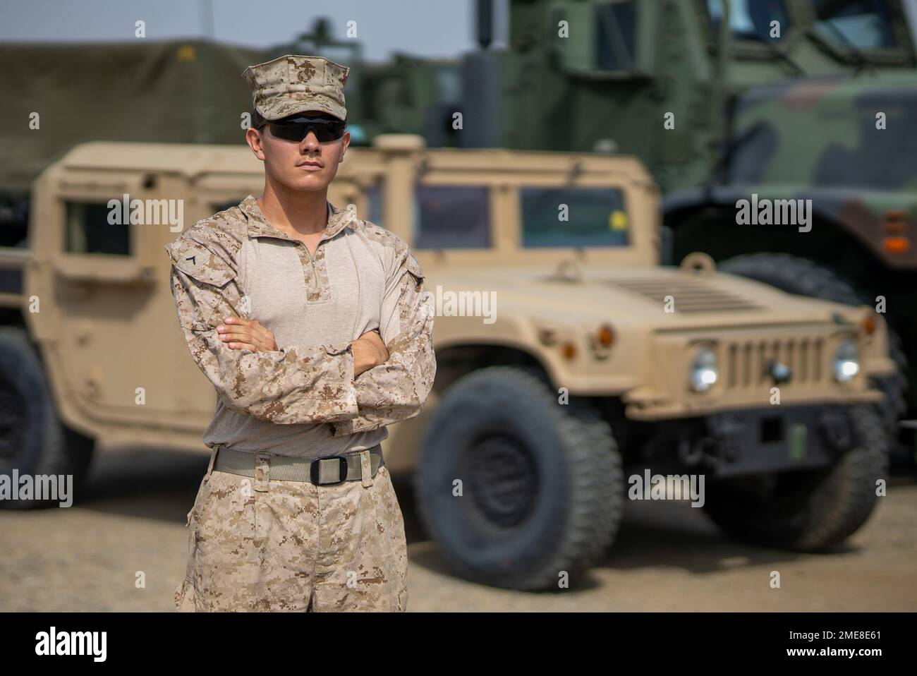 U.S. Marine Corps Pfc. Keyen Omen, a motor transportation operator with ...