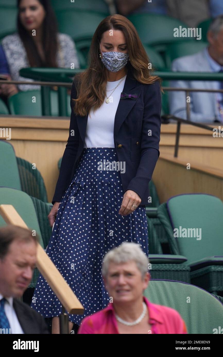 Britain's Kate, Duchess of Cambridge arrives in the Royal Box on Centre ...