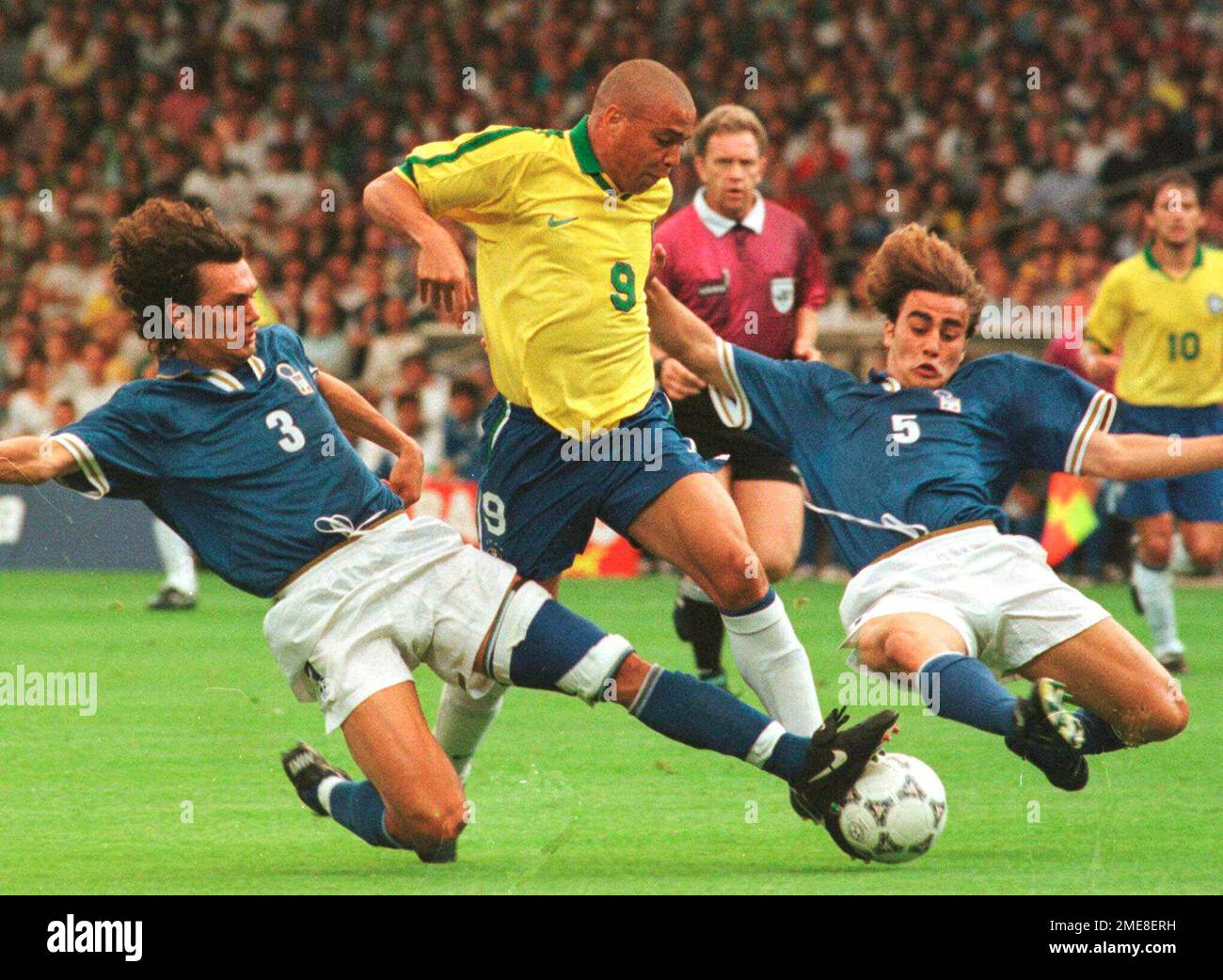 Italian soccer players Paolo Maldini, left, and Fabio Cannavaro, right ...