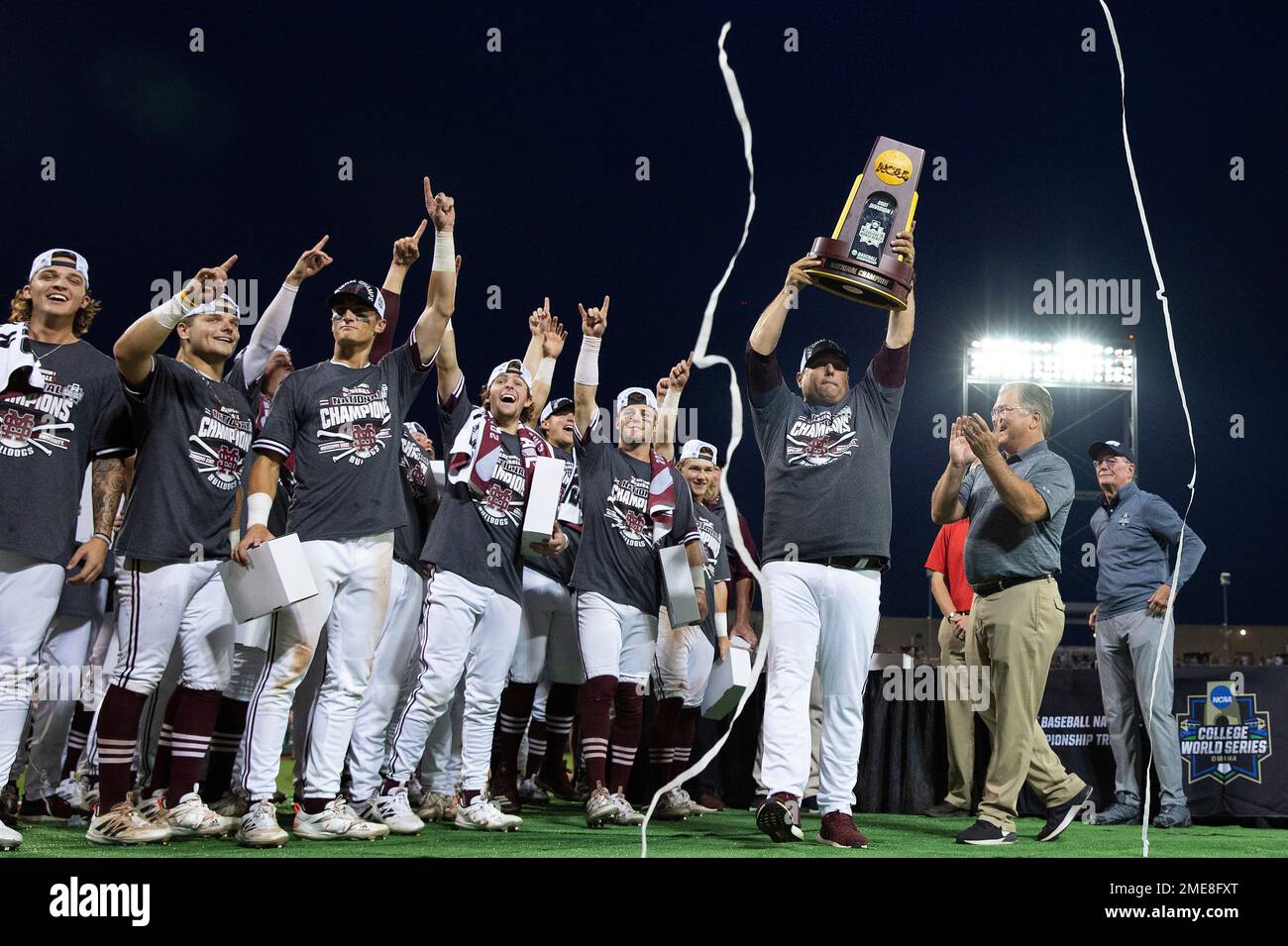 Mississippi State head coach Chris Lemonis hoists the NCAA D-1 Men's ...