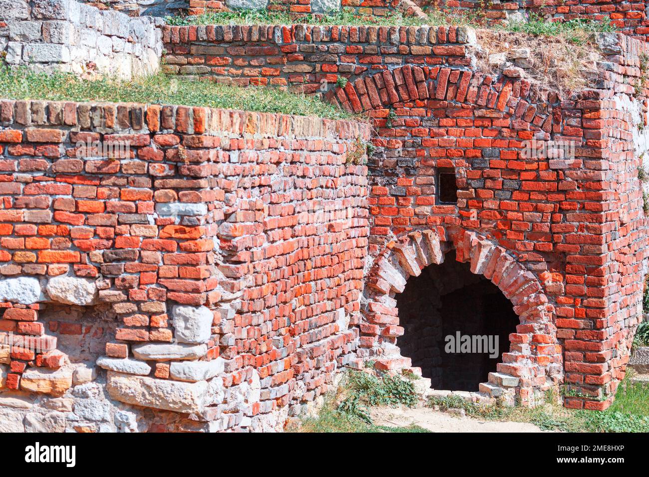 Ancient architecture made by red bricks . Old brick ruined building ...
