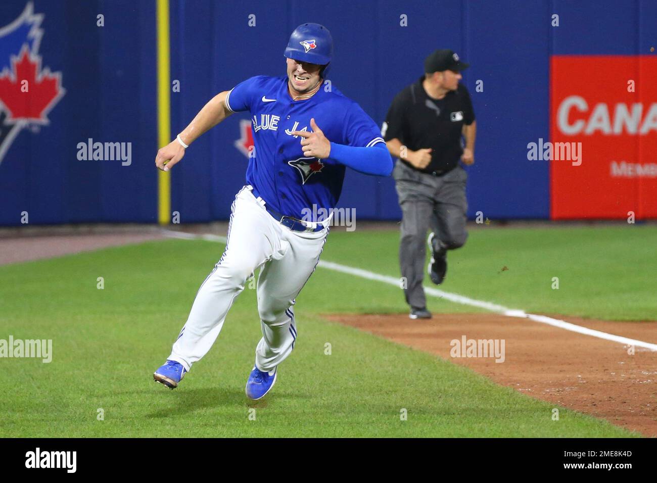 Toronto Blue Jays Riley Adams rounds third during the fourth inning of ...