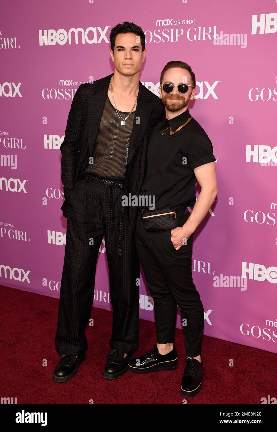 Actor Jason Gotay and boyfriend Michael Hartung attend the premiere of ...