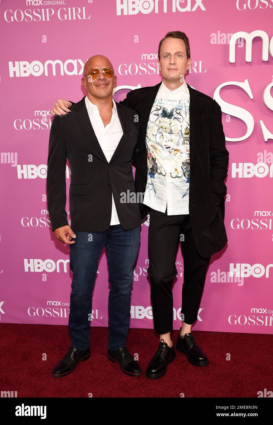 Actor Todd Almond, right, and husband Mark Subias attend the premiere ...