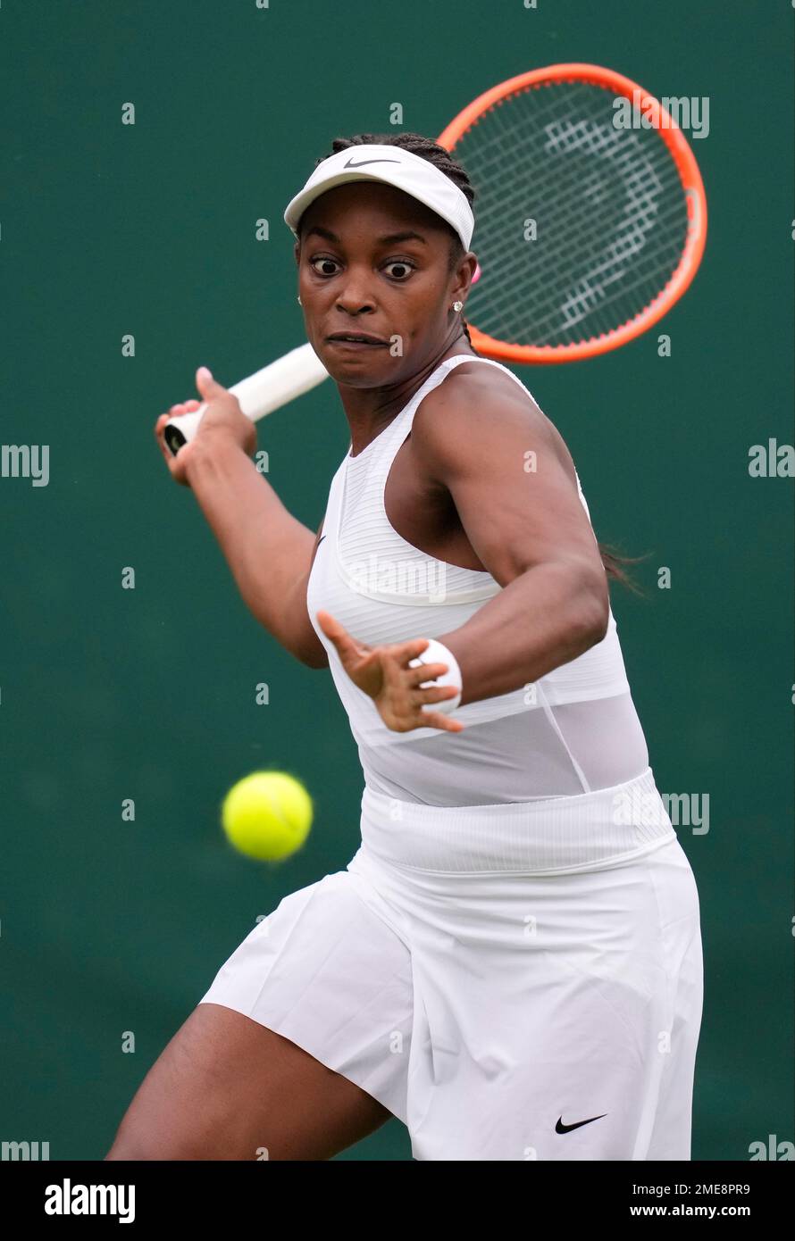 Sloane Stephens of the US plays a return to Kristie Ahn of the US ...