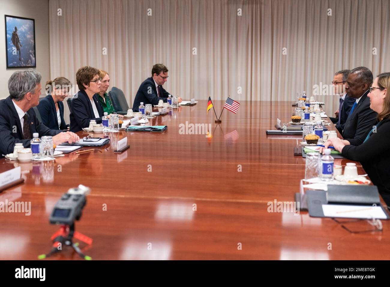 Secretary of Defense Lloyd Austin, second from right, and German ...