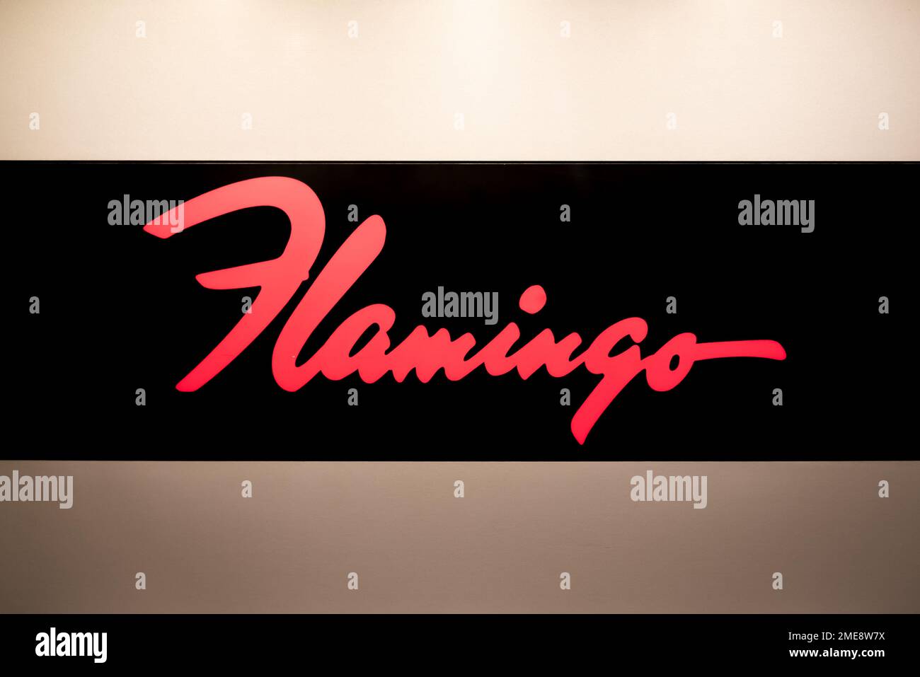 Iconic hotel in Las Vegas, The Flamingo, neon pink sign with black ...