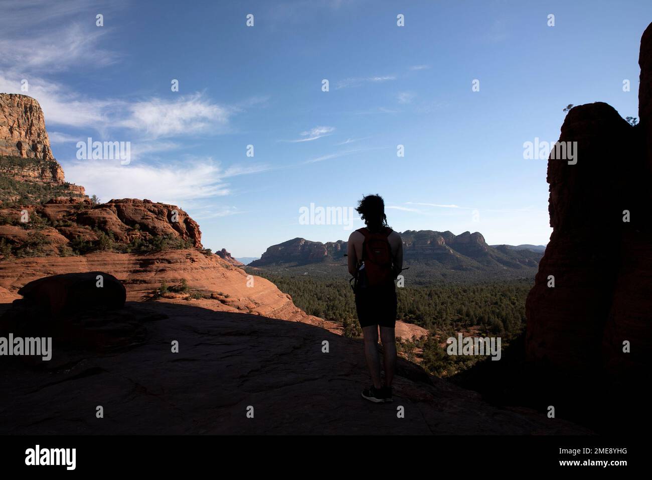 A hiker looks out from Chicken Point Overlook in the Coconino National ...