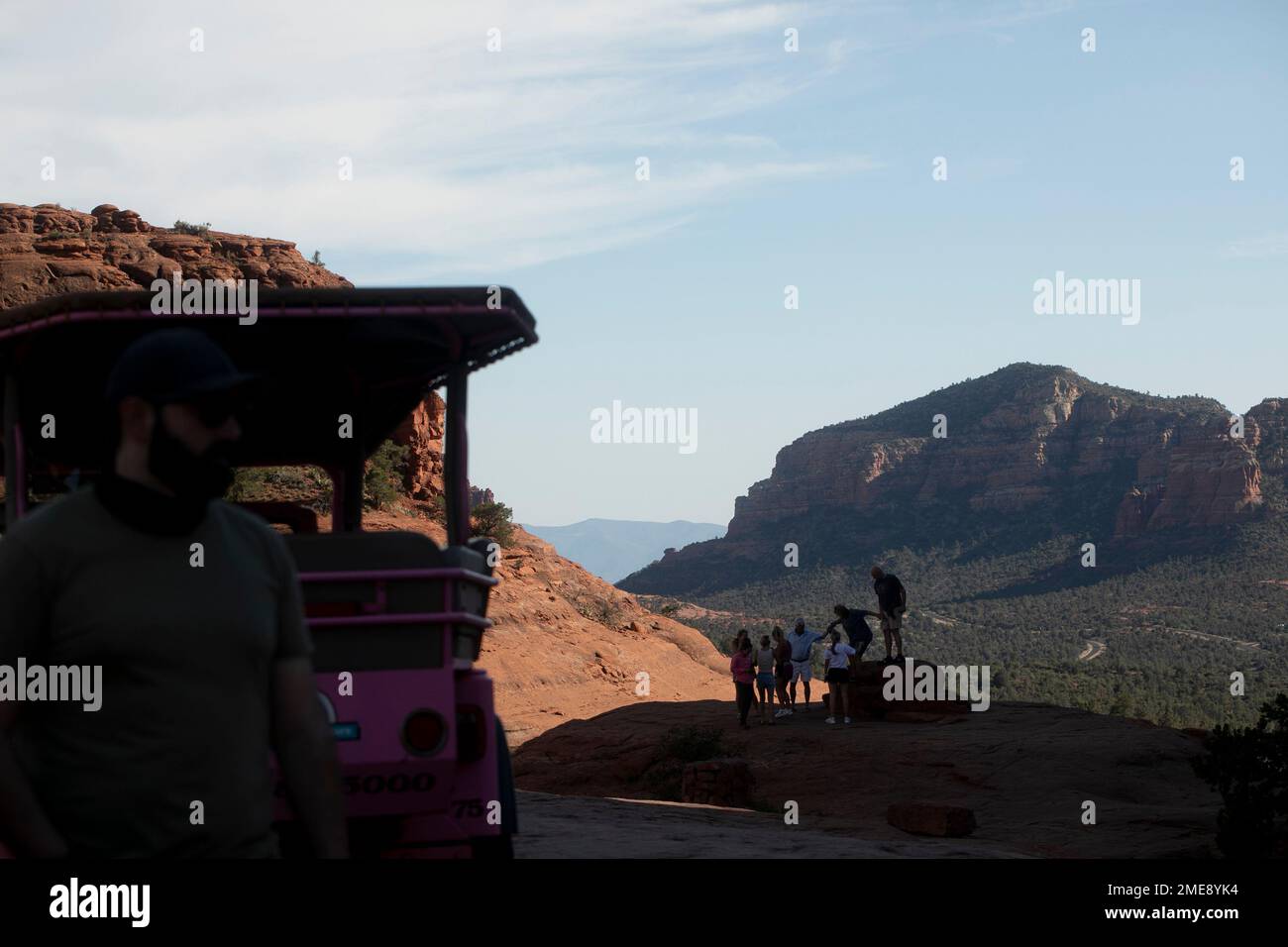 Tourists visit Chicken Point Overlook in the Coconino National Forest ...