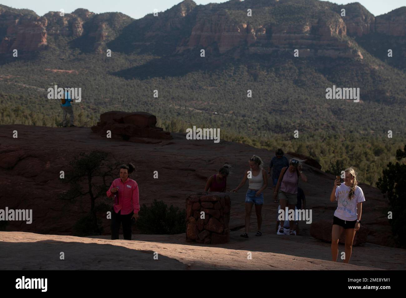 Tourists visit Chicken Point Overlook in the Coconino National Forest ...