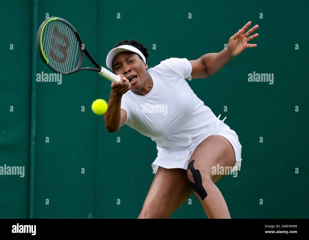 Venus Williams of the US plays a return to Romania's Mihaela Buzarnescu ...