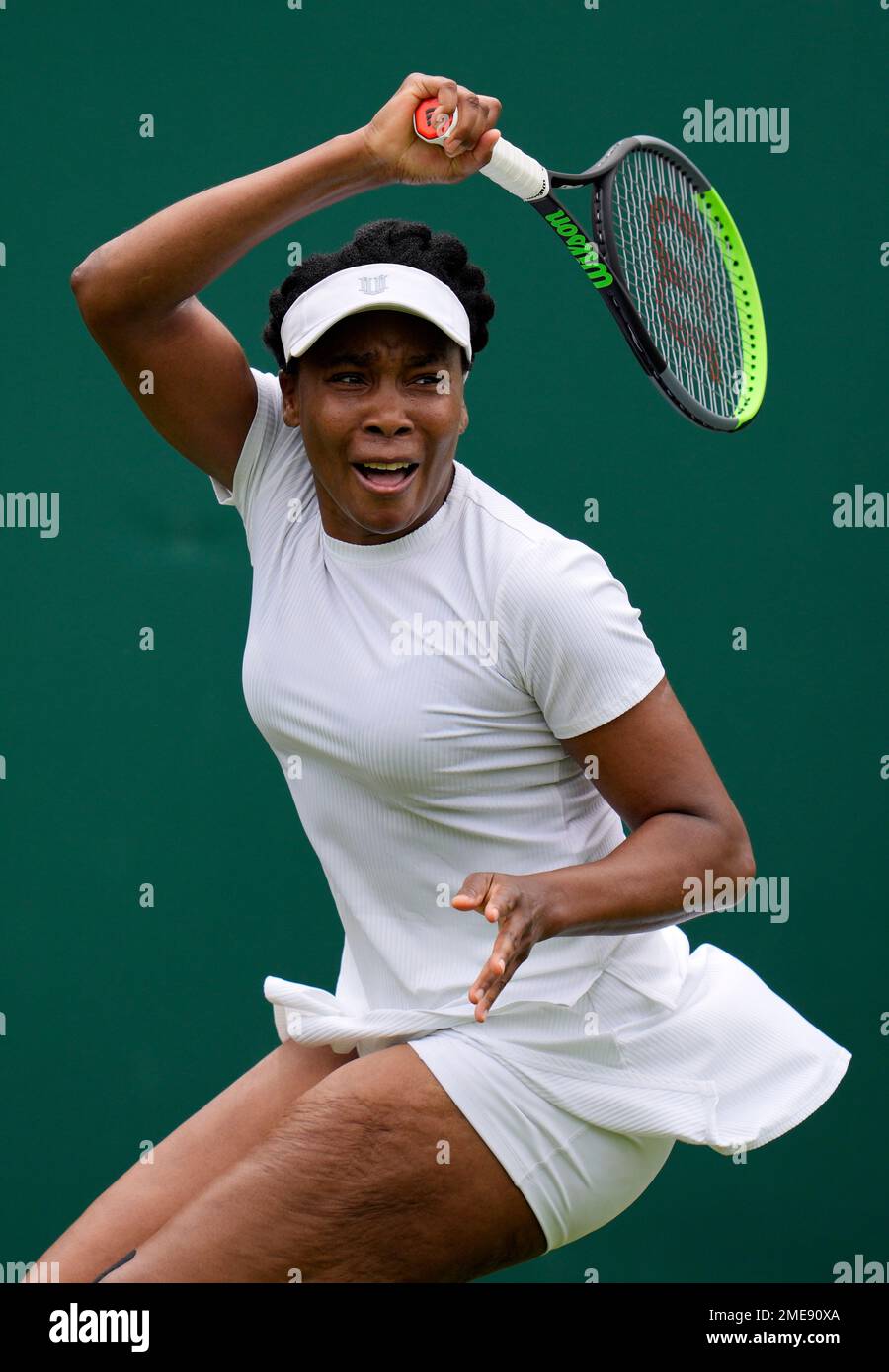 Venus Williams of the US plays a return to Romania's Mihaela Buzarnescu ...