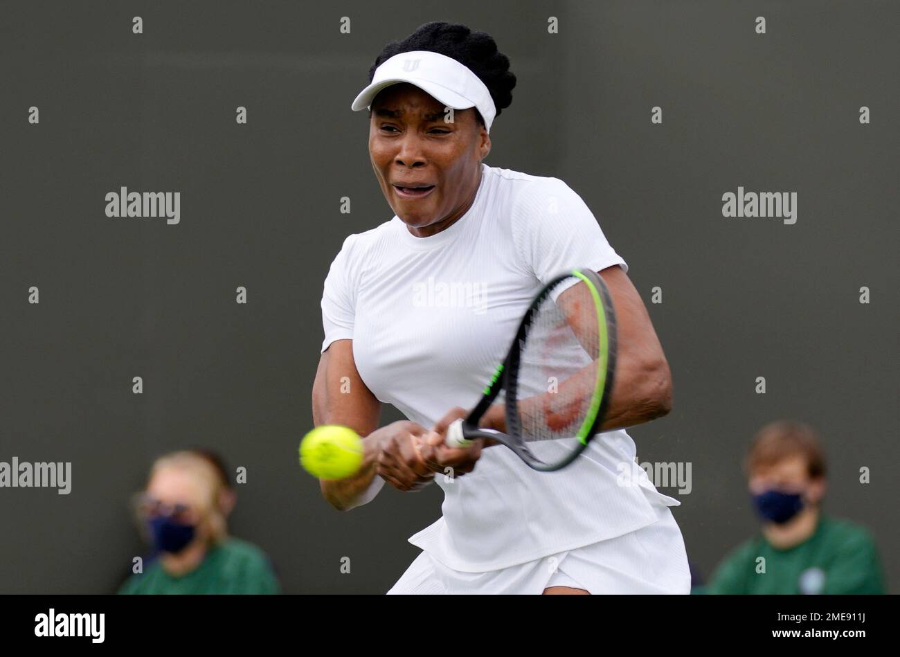 Venus Williams of the US plays a return to Romania's Mihaela Buzarnescu ...