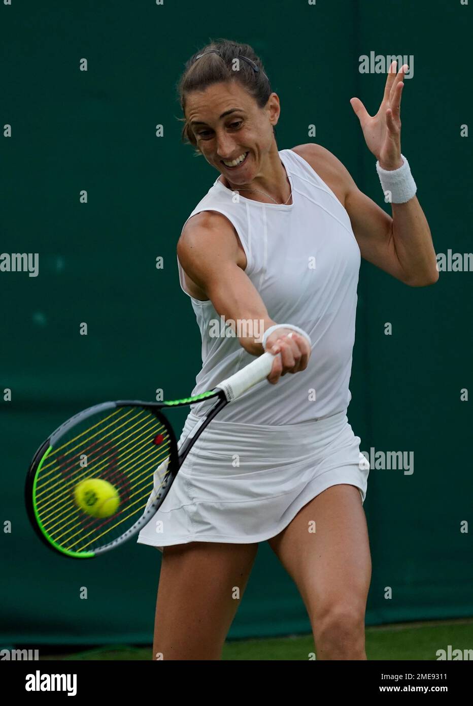 Croatia's Petra Martic returns the ball to Russia's Varvara Gracheva ...