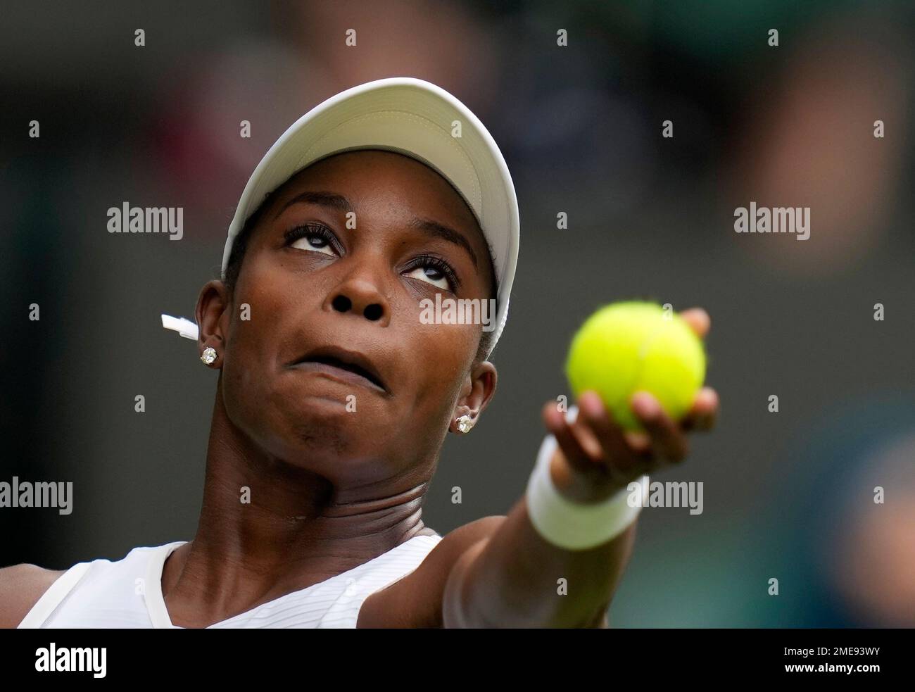 Sloane Stephens of the US serves to Czech Republic's Petra Kvitova ...
