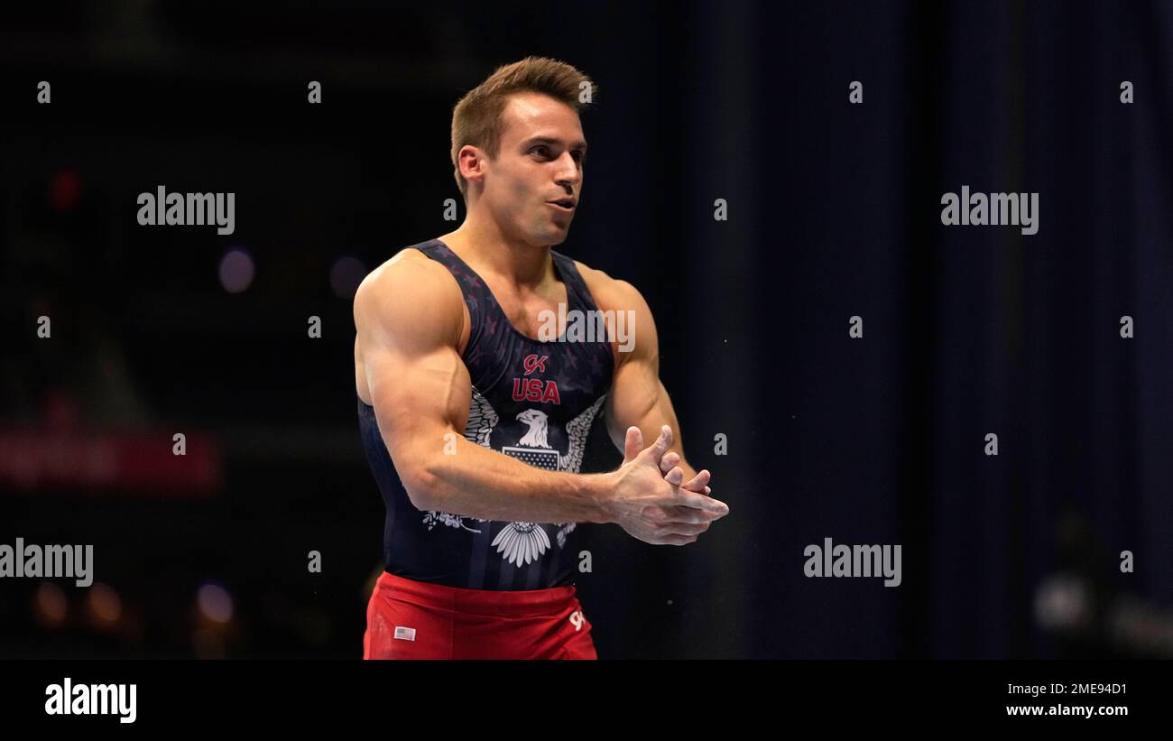 Sam Mikulak after the parallel bars during the men's U.S. Olympic ...